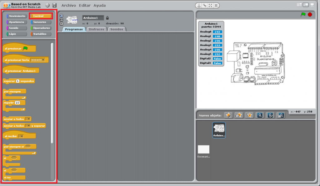 Nuestro primer programa Scratch | Tienda y Tutoriales Arduino