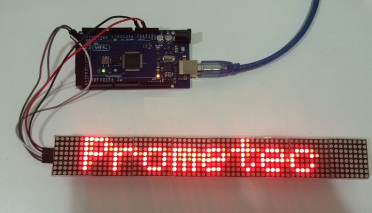 Grupo de 4 matrices LED 8×8 con SPI | Tienda y Tutoriales Arduino