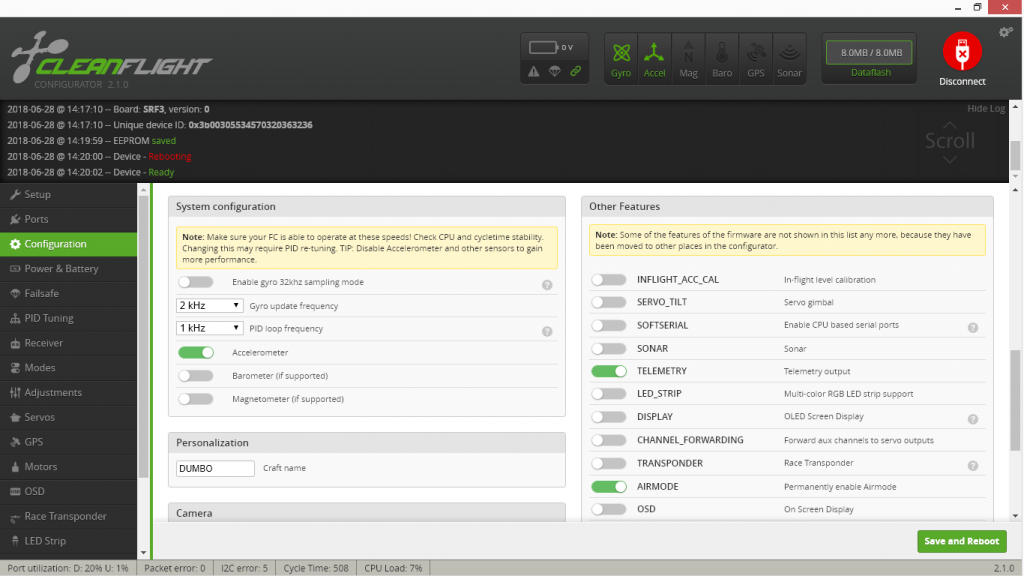 Configurando a Dumbo con Cleanflight | Tienda y Tutoriales Arduino