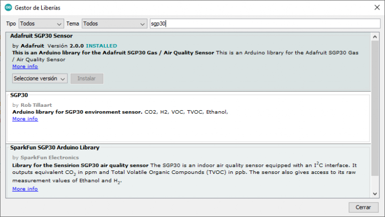 Sensor de CO2 SGP30 | Tienda y Tutoriales Arduino